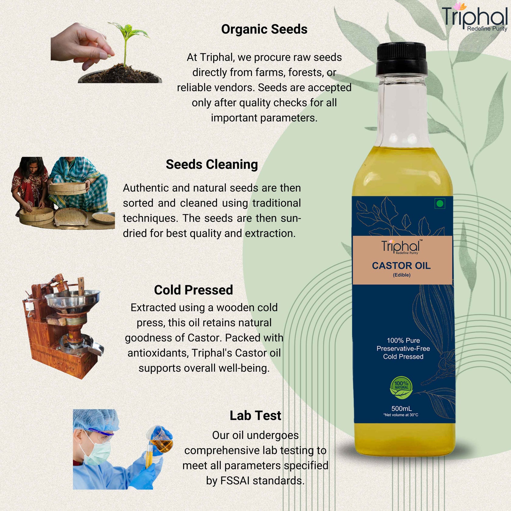 Buy Cold Pressed Pure Castor Oil / Arandi Tel | Edible Grade – Triphal