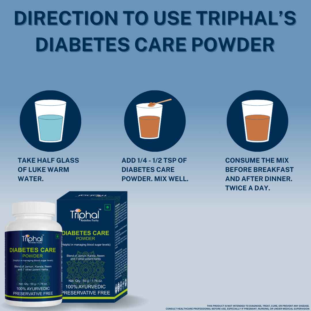 Buy Diabetes Care Powder by Triphal Online - Blend of 10 Pure Herbs